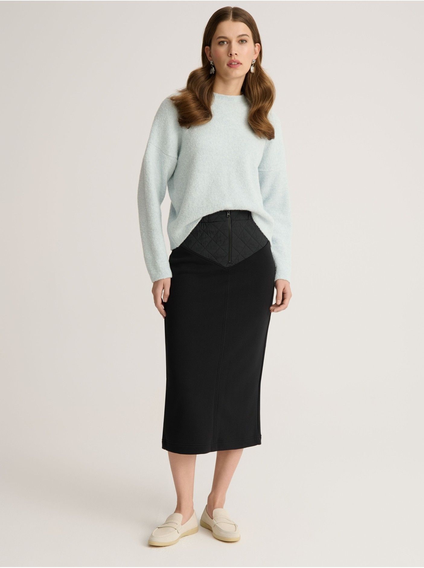 ᐅ Купить Юбка из футера на флисе с кокеткой на молнии LU 2845 в Москве цвет black ️ в интернет ...