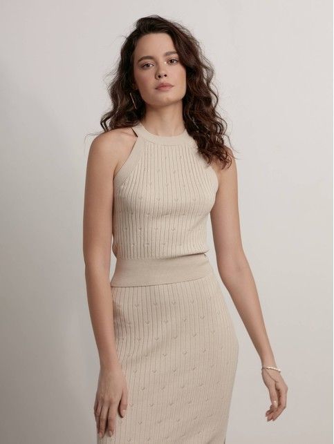 ᐅ Купить Топ в крупный рубчик с лаконичным узором LDK 257 в Москве цвет beige ️ в интернет ...