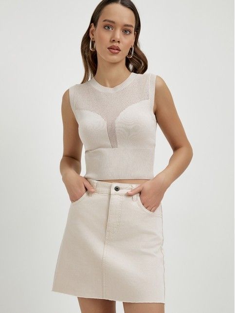 ᐅ Купить Топ с комбинированным переплетением LDK 2321 в Москве цвет beige ️ в интернет магазине ...